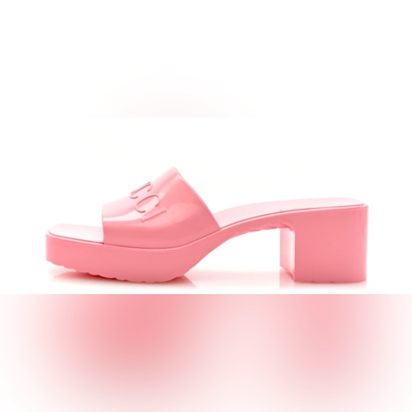 Gucci | Shoes | Guccirubber Gucci Logo Womens Platform260mm Slide ...